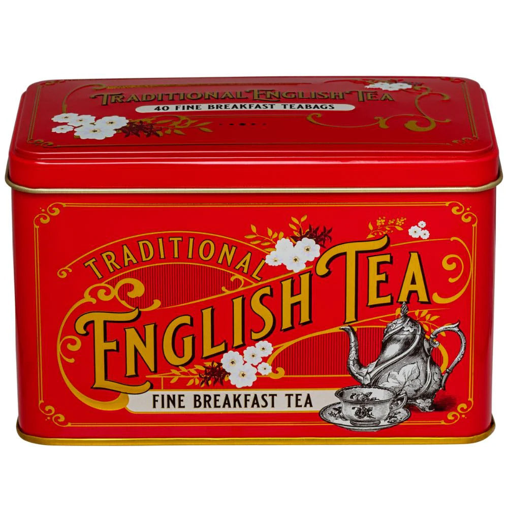 Traditional English Breakfast Tea: 40 Teabags in Red Embossed Tin ...