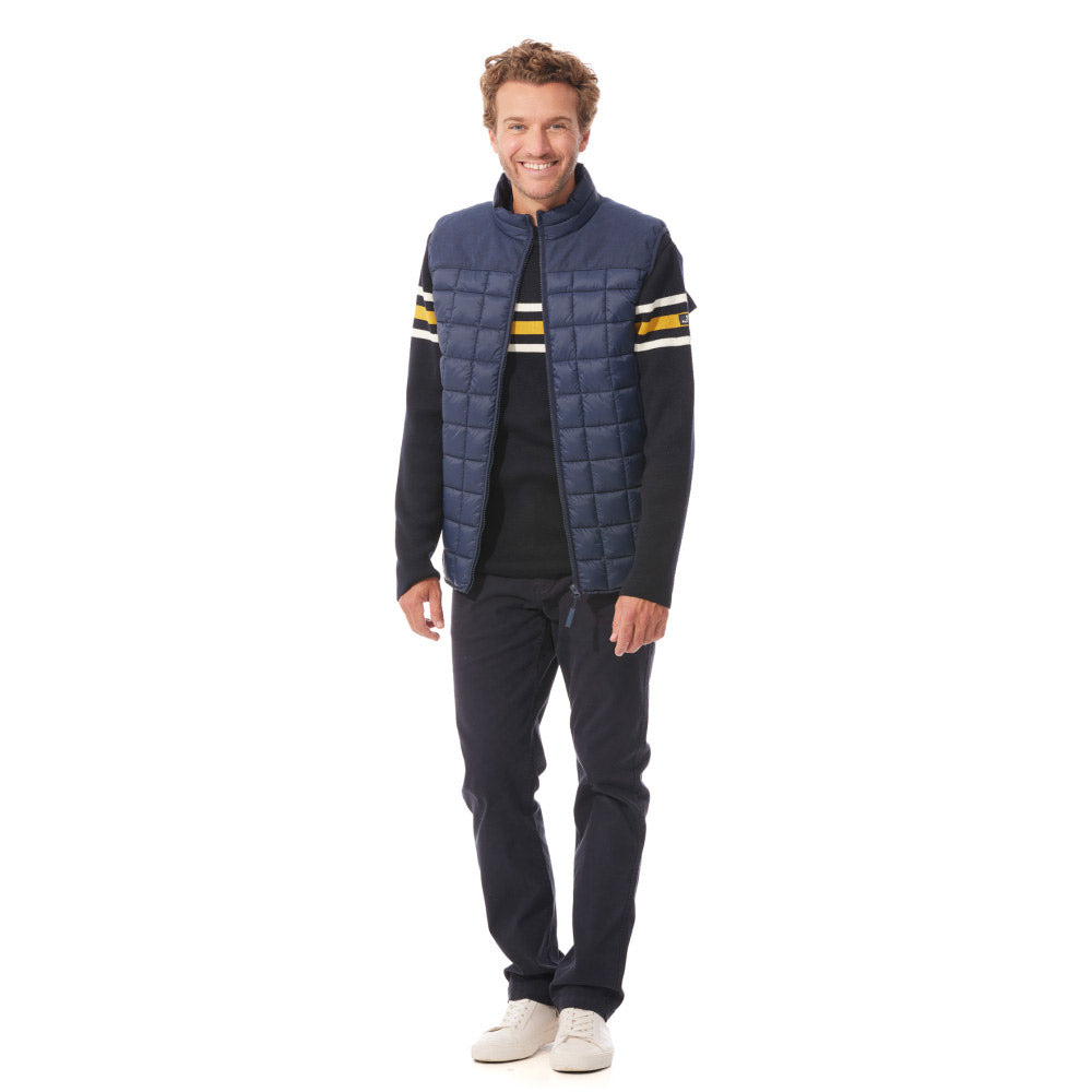 100% Recycled Navy Blue Nylon Quilted Sleeveless Down Gillet Jacket ...
