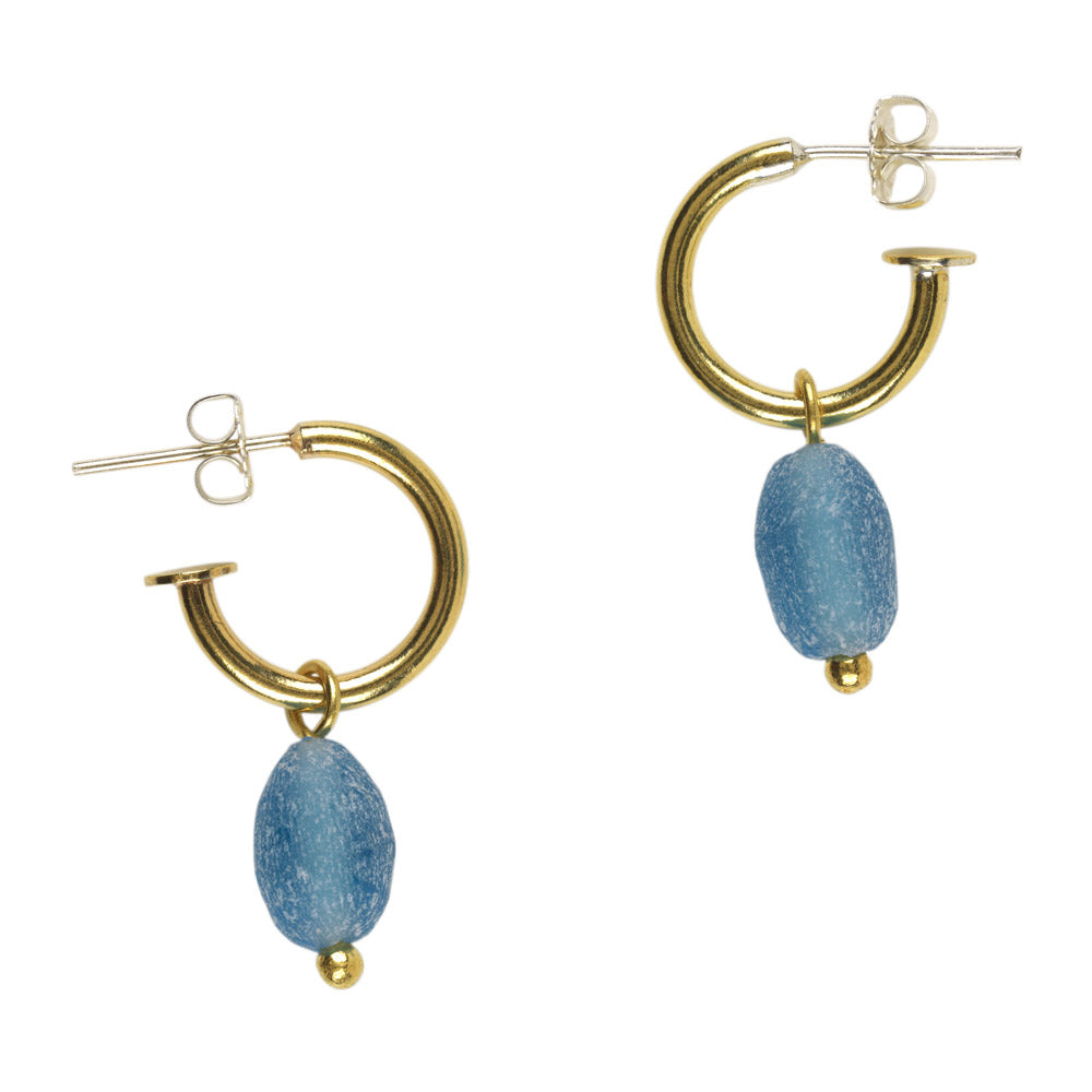 Recycled Glass Bead Hoop Earrings, Sterling Silver by Just Trade ...