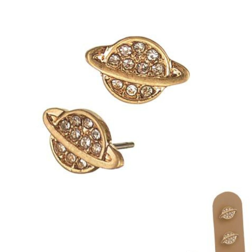 Gold Tone Crystal Saturn Stud Earrings – Royal Museums Greenwich Shop