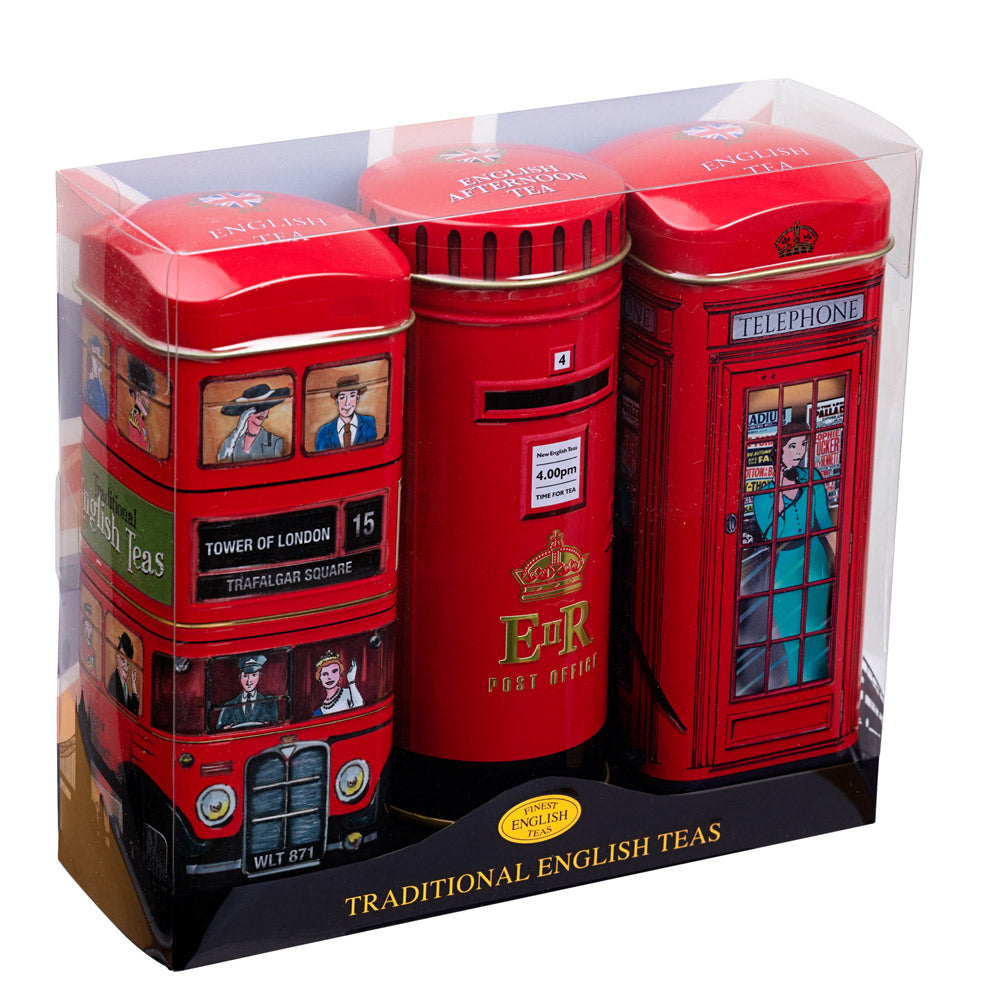 Set of Three Best of British Tins of English Breakfast London Blend Tea ...