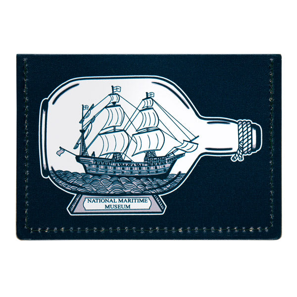Recycled Leather Ship in a Bottle Card Holder, Wallet, Travel Accessory ...