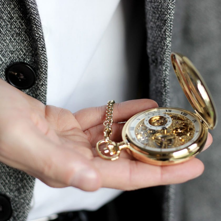 Royal Observatory Greenwich Gold Double Hunter Full Skeleton Pocket ...